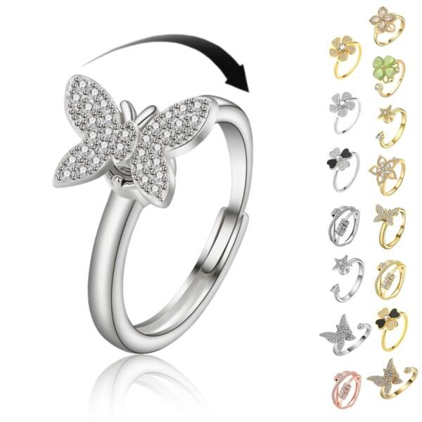 (Khers) フィジェットリング 回転 ストレス解消 リング ストレス解消 グッズ (Bタイプ：シルバーカラー)商品コード：49081146097型番：該当なしサイズ：調整可能カラー：シルバー指先でくるくる回せる、フィジェット機能付きリン...