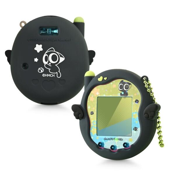 GeekShare For Tamagotchi Uniケース タマゴッチ Uni専用ケースシリコン 保護カバー 衝撃保護 指紋防止 防汚防水 ギス防止 装着充電可能 おしゃれなチャームとスティッカー付き-ピンクイチゴ (ブラック)商品コー...