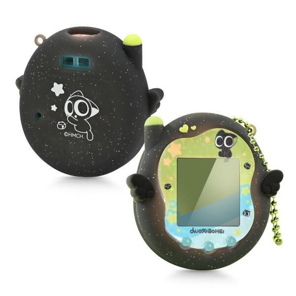 GeekShare For Tamagotchi Uniケース タマゴッチ Uni専用ケースシリコン 保護カバー 衝撃保護 指紋防止 防汚防水 ギス防止 装着充電可能 おしゃれなチャームとスティッカー付き-羅小黒ライセンス商品(スケブラック...