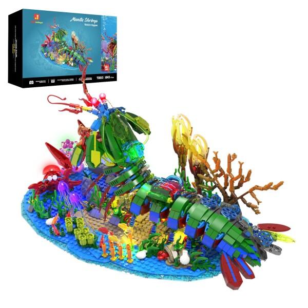 JMBricklayer メカニックマンティスシュリンプ ブロックセット LEDライト付き 海洋生物 70013 海の動物モデル クラゲ・カニ・サンゴ礁付き 大人向けクリエイティブディスプレイギフト 14歳以上対象商品コード：4908114...