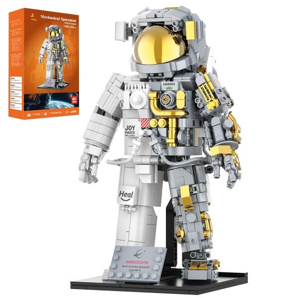 JMBricklayer 宇宙飛行士ビルディングブロックセット 大人用 男の子用 8〜14歳、クール 飛行士モデルキット ディスプレイスタンド付き 宇宙船探検家 STEM 玩具 スペースおもちゃギフト 子供用 8-14 男の子 女の子、クリ...