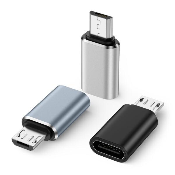 ChrisPow マイクロUSB変換アダプター 3個入り USB Type-C to Micro USB 変換コネクタ USB C（メス）to Mirco-USB（オス）変換アダプター OTG非対応 タイプCアダプター Type-Bコネクタ...