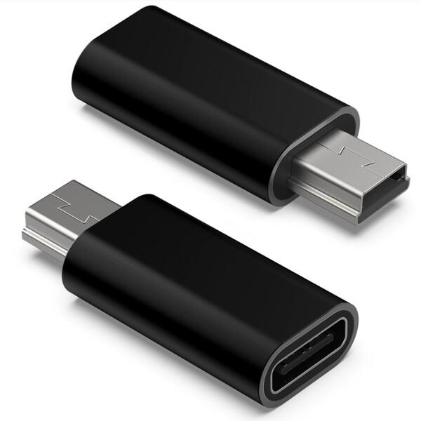 Type-C to ミニUSB アダプター 2個パック Type-C (メス) Mini USB (オス)アダプター 充電とデータ転送 MP3/MP4 デジカメ ドライブレコーダーなど 変換アダプター (ブラック)商品コード：4908114...