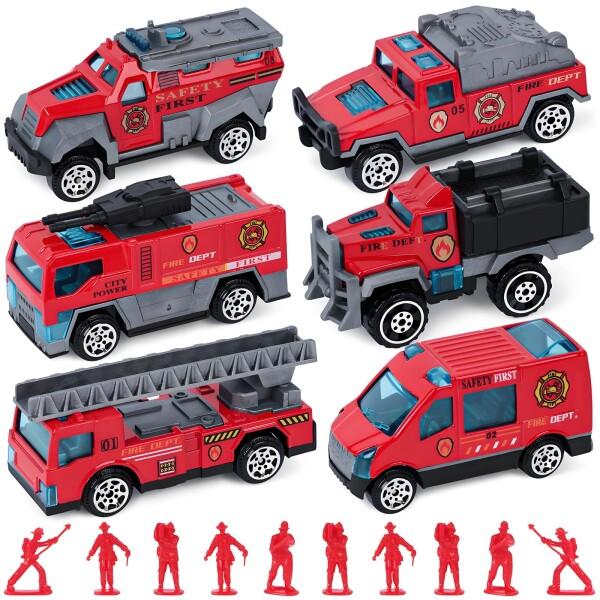 YoXinKau 消防車おもちゃ 救急車 はしご消防車 緊急車両 はたらく車 子供 ミニプルバック 緊急救助車両セット プレゼント 誕生日 クリスマス商品コード：49081149008型番：xf-che【超充実16点セット】消防車や救急車お...