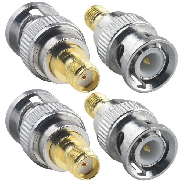 leeyovk BNC - SMA 変換コネクタ 4個 BNC オス - SMA メス アダプタ SMA-J - BNC-P 同軸変換アダプタ コネクタ、ラジオ/アマチュア無線ハンドヘルド機器/VNA アンテナ アナライザ/SDR に適して...