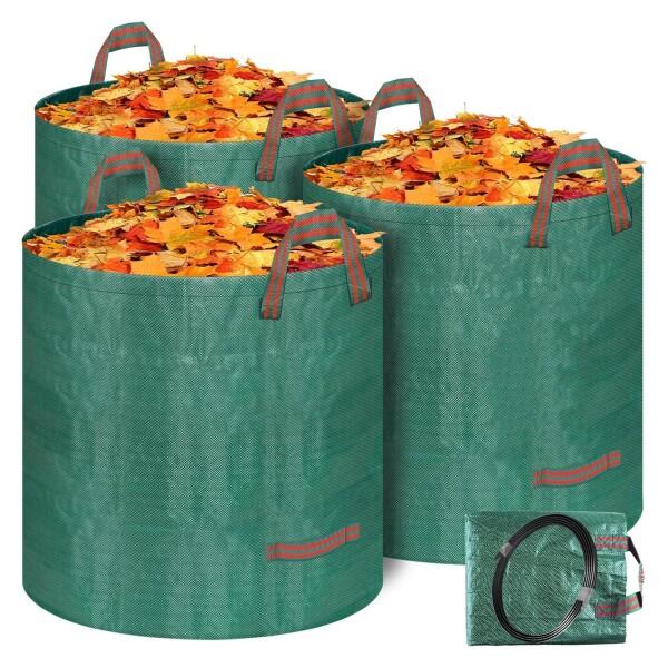 【発売日：2025年12月18日】TerraShine ガーデンバッグ 3個入り 集草バッグ ガーデンバケツ 大型庭用袋 自立式 折り畳み ハンドル付き 防水 防災 環境に優しい お庭の清掃 ごみ落ち葉の処理用 園芸用 （272L ）商品コ...