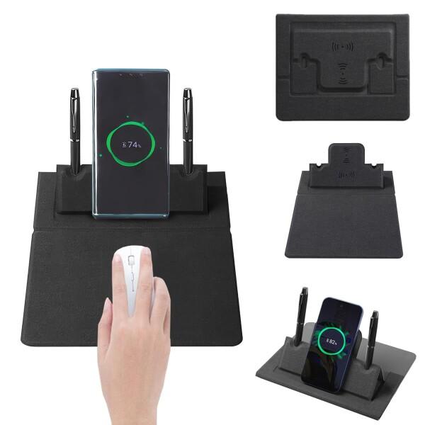 多機能ワイヤレス充電マウスパッド スマホホルダー 複数のシナリオを学習するオフィス 磁気インターフェース 簡単に収納できる折りたたみ式商品コード：49081162286サイズ：370mm x 320mmカラー：ブラック【多機能なデザイン】1...
