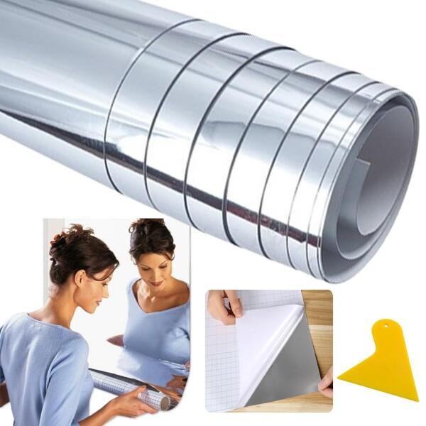 割れない鏡 貼る鏡 ミラー シール シート ウォールステッカー 鏡 割れない 貼る カット可能 ミラーシート 全身鏡 壁に貼る 軽量 粘着設置 レイアウト自由 壁紙 反射板 レフ版 ロールタイプ インテリア DIY 浴室 リビング 洗面所 ...