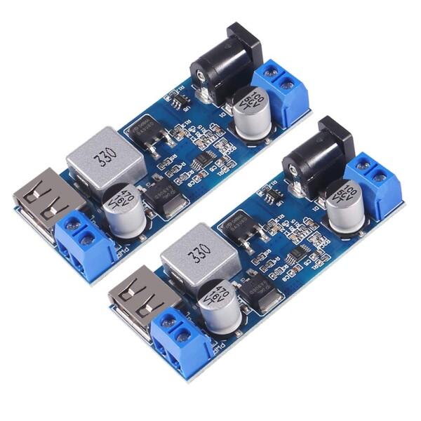 ACEIRMC 2個 バックコンバーター 12V~5V 5A USB電圧レギュレータ DC 9V-36V ステップダウン DC 5V-5.3V 5.2V 3.5-6A ボルト変圧器電源モジュール 電話高速充電用 (2個)商品コード：4908...
