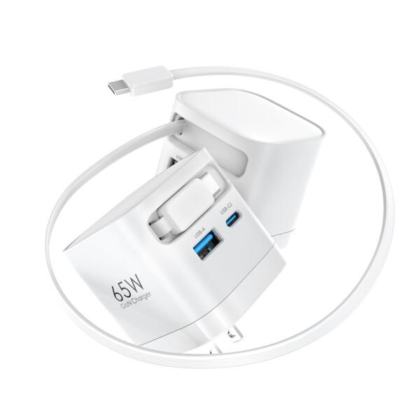 TOPADRE 65W 充電器 自動巻き取り式急速充電器 PD3.0/QC4.0/PPS 対応 iPhone 16/15/14 Pro Max Android Galaxy MacBook iPad対応 旅行 出張 USB コンセント 白商...