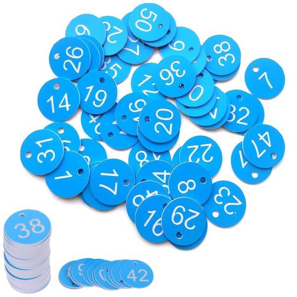 SensaBliss 番号札 1-50 数字タグ プラスチック ID ハングタグ 穴付き 刻印 ラウンド型 番号マーク 識別タグ ロッカー ・ クローク 預かり番号 ゴルフ・キーボックス ・キャビネット 整理 コーディングに最適 学校/オフ...