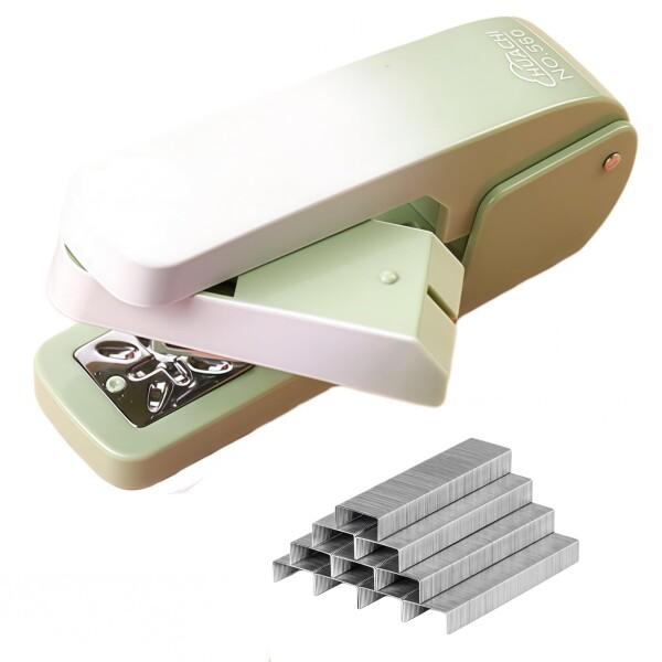 RuiChy 360°回転 ホッチキス 省力設計 グラデーションカラー 中綴じホッチキス 1000枚ホチキス針付き 縦/横 調整可能 卓上ステープラー 20枚綴り可能 オフィス 自宅 教室 学校 小冊子 製本用 （グリーン）商品コード：49...