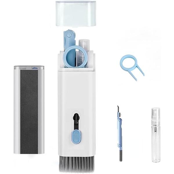 FineGood 7 in 1 多機能クリーナー キーボード イヤホン スマホ掃除 帯電防止繊維 すきま用ブラシ ウォッシャブル 分離設計 軽量持ち運び便利 パソコン タブレット ヘッドホン対応 ちりよけ （ライトブルー）商品コード：490...