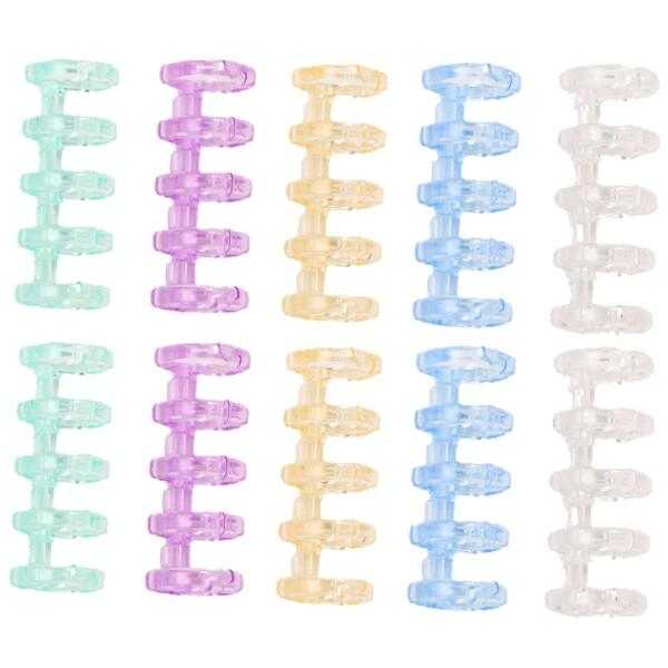 ルーズリーフ リング プラスチック製360反転可能 落ちにくい 5穴 取り外し可能ステープル/マニュアル/ファイル整理/アルバム用 10個セット 5色商品コード：49081212045型番：TRkinサイズ：10個カラー：透明【商品詳細】1...