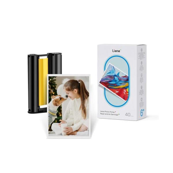 Liene Amber M100/M200/M110/M210 4x6インチ フォトプリンター 写真用紙40枚 &amp; カートリッジリフィル1枚 DHP512/DHP513/DHP514/DHP515専用商品コード：4908121376...