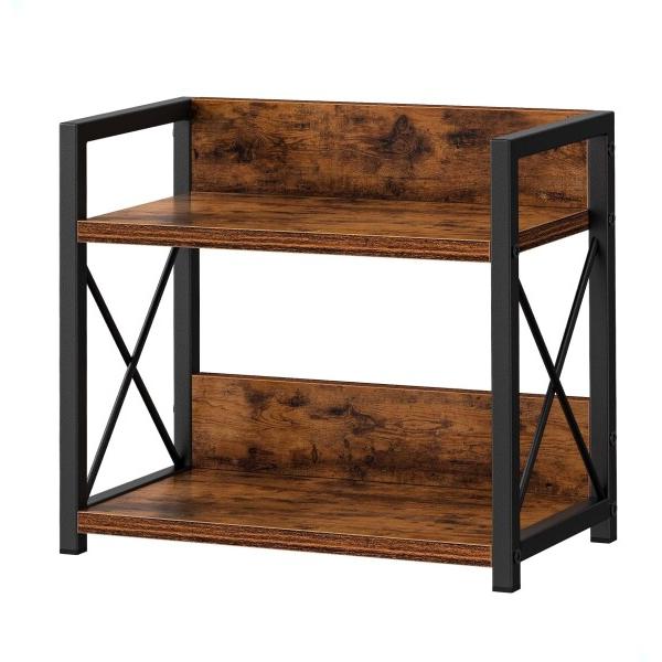 収納ラック、二段式デスクトップラック、デスク兼本棚、簡易組み立て、粉体塗装鋼材、コンパクト設計、木目調仕上げ、シンプルスタイル、多機能、キッチン調味料ラック、文具収納 (茶色)商品コード：49081217052型番：TERCV92サイズ：M...