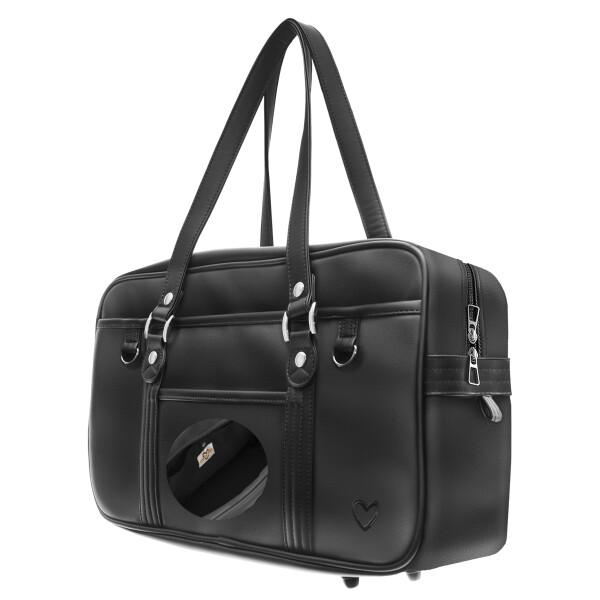 (Cutie Pie) キューティパイ スクバ スクールバッグ 黒 高校生 合皮 高耐久 丈夫 軽い かわいい 持ち手長い 女子高生 (ブラック × ブラック)商品コード：49081217565型番：CP-SBBK-001サイズ：横41.5...