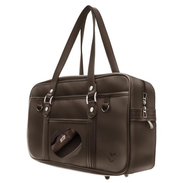 (Cutie Pie) キューティパイ 裏地が選べる スクバ スクールバッグ 茶色 合皮 高校生 革 丈夫 大容量 高耐久 軽い かわいい 持ち手長い 女子高生 臭くない (ダークブラウン × ダークブラウン)商品コード：490812175...