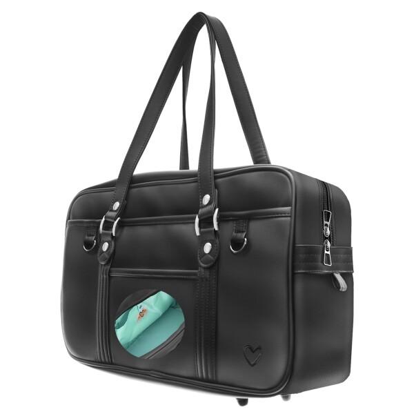 (Cutie Pie) キューティパイ スクバ スクールバッグ 黒 高校生 合皮 高耐久 丈夫 軽い かわいい 持ち手長い 女子高生 (ブラック × ミントグリーン)商品コード：49081217570型番：CP-SBBK-001サイズ：横4...