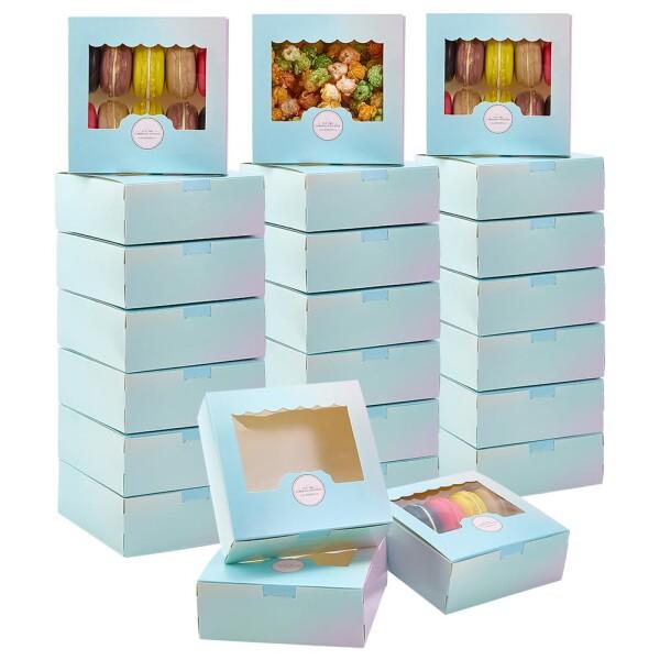 PH PandaHall ウェディングテーマ カップケーキ 収納ボックス 24枚 13.5×13.5×5cm カップケーキボックス 窓付き クラフト紙製 カラフル ベーカリーボックス ケーキ ドーナツ キャンディ チョコレート ビスケット ...