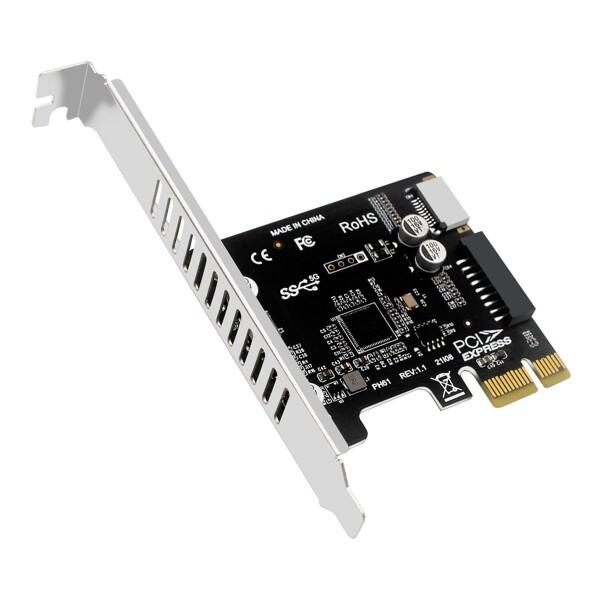 5Gbps Type-E USB 3.1 フロントパネル IDC ソケット &amp; USB3.0 20Pin - PCI-E 1X Express カード VL805 アダプター (デスクトップマザーボード用)商品コード：4908121...
