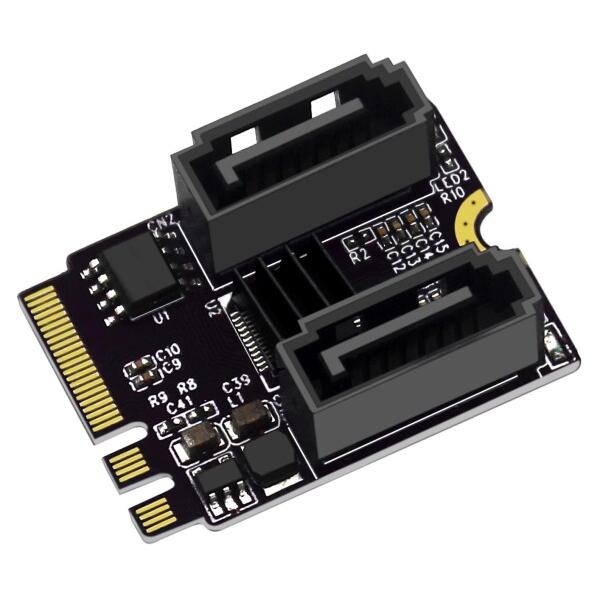 PCIE 3.0 M.2 NGFF A+EキーからSATAアダプターカード2枚 6Gbps、JMB582チップ付き、2230 SSD PCサーバー用。商品コード：49081219695型番：JYPH072商品名:M.2(A+Eキー)から2ポ...