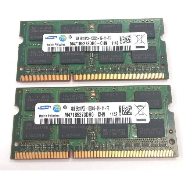DDR3 PC3 4GB 2枚セット サムソン製　PC3-10600S-09-11-F3 204pin DDR3-SDRAM S.O.DIMM バルクメモリー商品コード：49081219714型番：617060011サイズ：10600S 4...