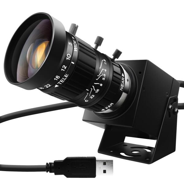ELP 1080P 120fps マニュアルズームウェブカメラ1200万画素5-50mm可変焦点Webかめらコンピューター用12MP高速UVC USB2.0 PCカメラデスクトップコンピューター用産業用セキュリティカメラ10倍ズームレンLi...
