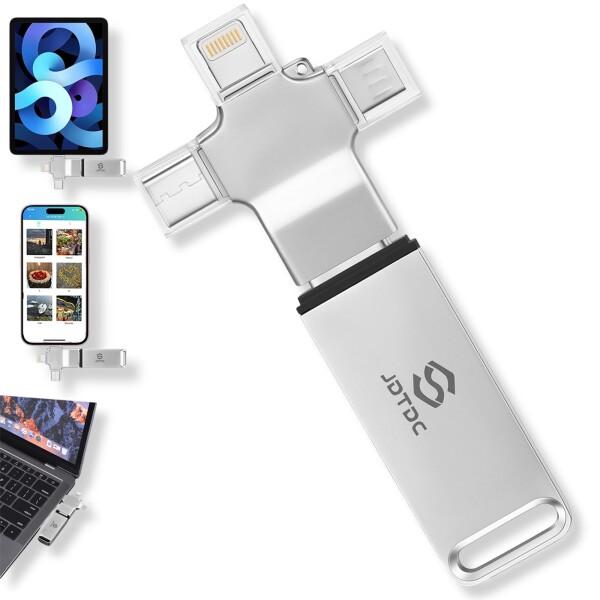 JSL JDTDC iPhone USBメモリ 128GB4in1 USBフラッシュドライブ &amp; メモリースティック 大容量 外部ストレージ ライトニング/Type-C/USB3.0/Micro USB 全デバイス対応 写真 動画 ...