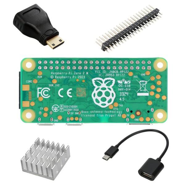 Vesiri Raspberry pi zero 2W キット日本技適取得済 ラズベリーパイzero 2W 開発ボード/USB-OTGケーブル/ヒートシンク/2*20ピン/ミニHDoutアダプター ラズベリーパイゼロ 2Wセット ラズパイ初...
