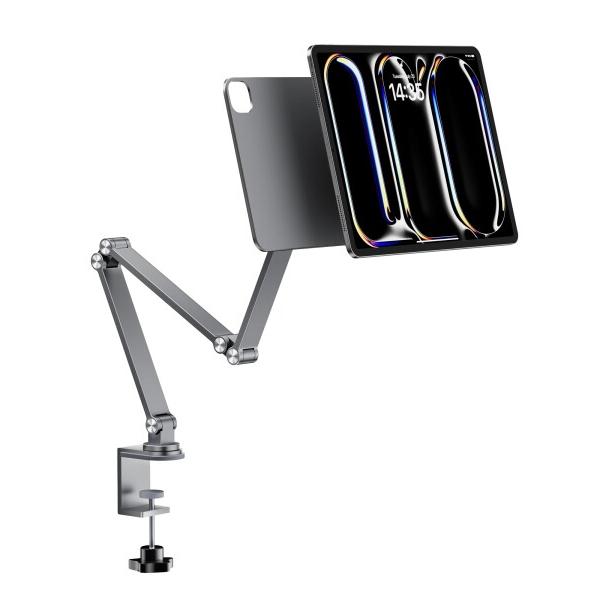 LULULOOK マグネティック スタンド for iPad Pro 13インチ M5 &amp; M4 - ヘビーデューティアルミニウム iPad デスクマウント 折りたたみアーム &amp; 360°回転クランプベース 充電不可 アーム...