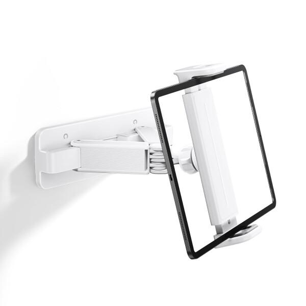 nediea壁掛け タブレットスタンド 折りたたみ ホルダー 自由アーム 360度調整 貼り付けとネジの二重固定 取り外し簡単 4.7-13インチ iPad スマホ対応 電子書籍リーダー 用 (白)商品コード：49081220607型番：B...