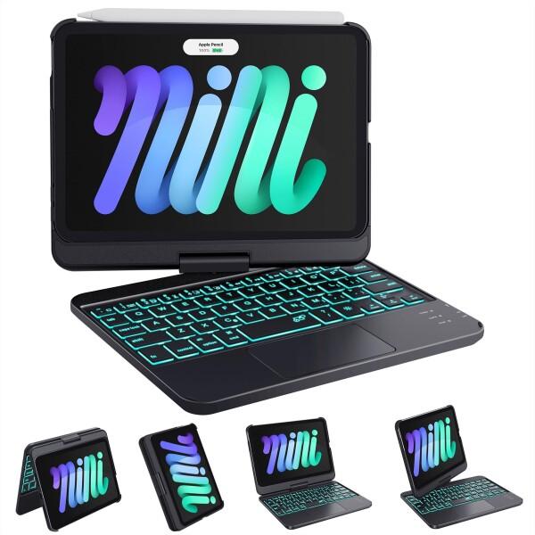 Earto iPad Mini 7 A17 Pro 第7世代(2024)/Mini 6 第6世代(2021) 8.3インチに対応 キーボード付きケース 充電式 mini キーボード ケース ipad 用保護ケース bluetooth キーボ...