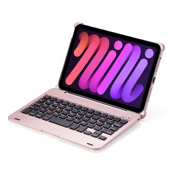 iPad mini 7 キーボードケース 一体型 iPad mini6/mini (A17 Pro)兼用キーボード付きカバー スタンド機能 apple pencil充電対応 オートスリープ機能 ローズゴールド商品コード：4908122079...