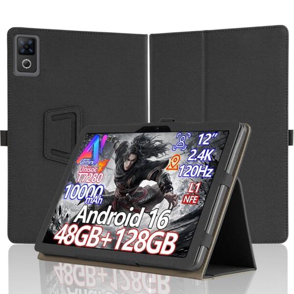 POPUX P12 専用ケース POPUX Android16 タブレット 12インチ2026初登場 保護ケース 手持ちバンド付き 持ちやすい スタンド機能 多角度対応 持ち運び 耐衝撃 落下防止 (ブラック)商品コード：490812212...