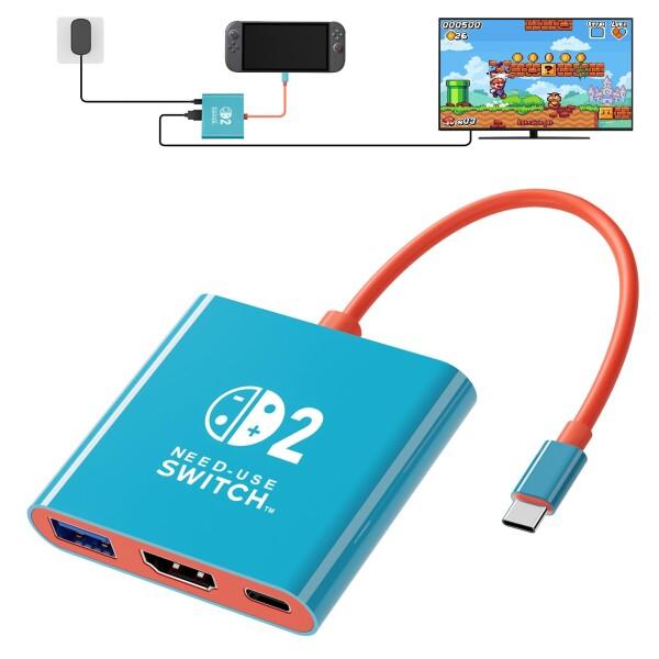 Switch 2ドック「21.2.0」対応純正直接にTV出力, Switch 2 テレビ接続出力, HDMI 2.0 4K@60Hz/PD 100W/USB3.0搭載 3in1 多機能スイッチ 2ドック 軽量 小型 持ち運び便利 高性能チッ...