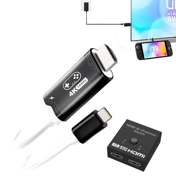 Switch 2用ドックswitch2用ドックなし HDMI 4K 144Hz 解像 Type-Cスイッチ ROG ALLY/X/Steam deck/Oled/旧型Switch/EL兼用TVドック HDMI変換/ PD100W 充電 遅延...