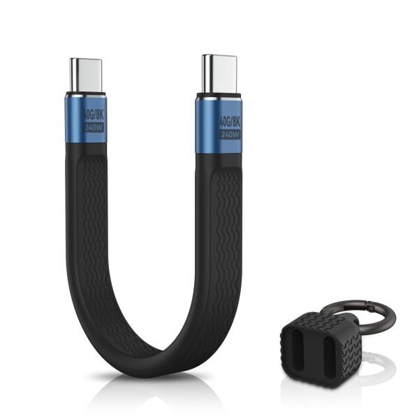 ELUTENG Type C ケーブル 短い 13.5cm usb c ケーブル 240W急速充電 40Gbps高速転送 8K60Hz出力 キーリング付 アルミ合金 ブラック USB4.0 持ち運び便利商品コード：49081222301型番...