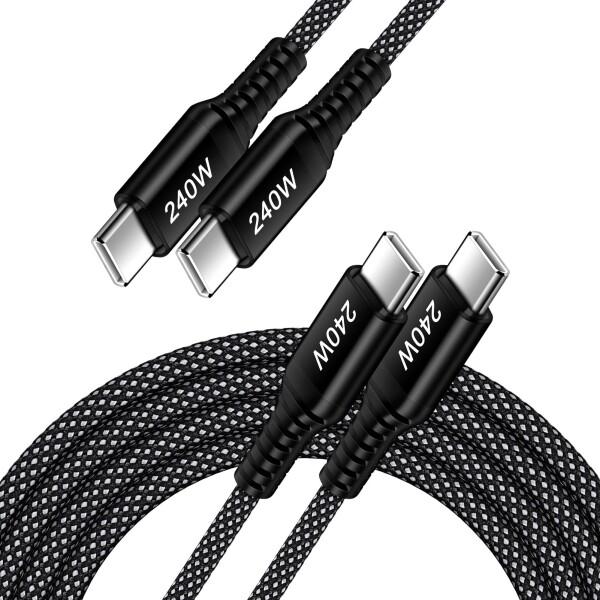 (240W 1.8M 2本入り) ANNIBER USB C ケーブル 240W 高出力 MacBookやノートPC向け iPhone 充電ケーブル 5A 48V PD3.1 タイプC to C 高速充電 高耐久性 断線防止 絡みにくい M...