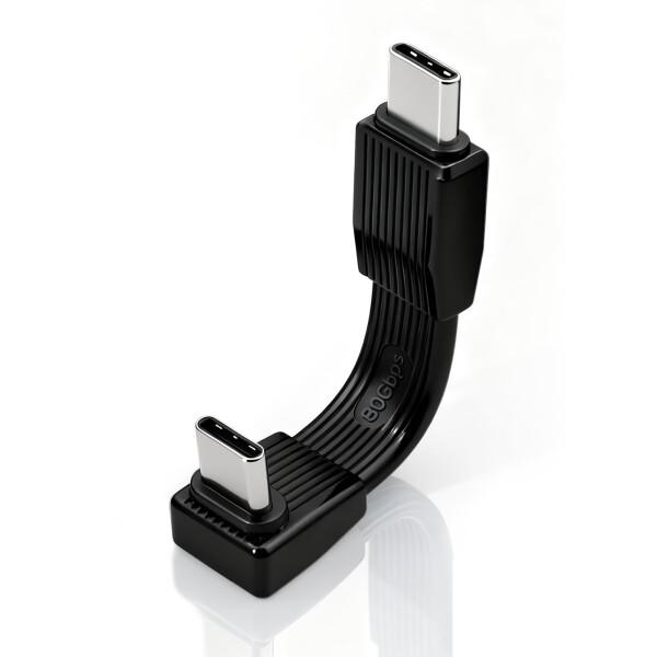 Duttek 80Gbps USB-C充電ケーブル短い(6CM), L字型240W USB Type Cタイプオスオス変換ケーブル 80Gbps 高速データ転送, 240W 超高速充電, 映像を8K@60Hz対応, Thunderbolt ...