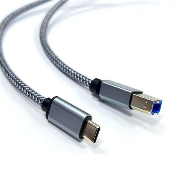 USB Type C Type-BプリンタケーブルUSB C to Bナイロン編みスキャナケーブルto USB C MIDIケーブルオーディオDACミキサーデジタルピアノDJコントローラスキャナファクシミリなどに適している (Typc 5m...