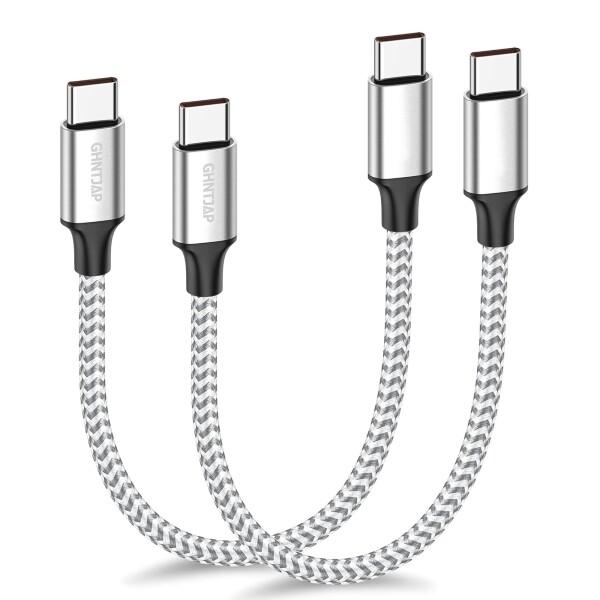 GHNTJAP USB C to USB C ケーブル 0.2M 2本セット Type C ケーブル 短い PD 60W急速充電 USB2.0データ転送 ナイロン iPhone17/16/15、Galaxy、iPad、MacBook Pro...