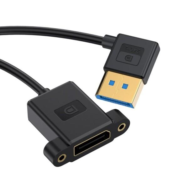 chenyang DisplayPort 1.4 ケーブル DisplayPort オス-メス 90度 左角度 8K@60Hz 4K@240Hz 32.4Gbps 高速金メッキ 極細延長ケーブルパネル マウントタイプ 0.98フィート/0....