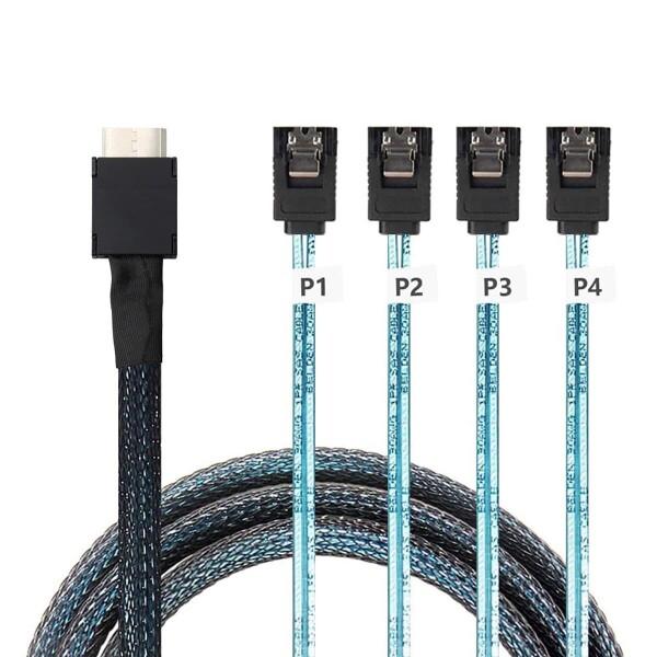 AoQhir OCuLink PCIe SAS SFF-8611 4i - 4X SATA 7P サーバーケーブル ? 12Gbps 32AWG 高速内部フラットツーフラット接続ケーブル、ブルー (1M)商品コード：49081222778型...