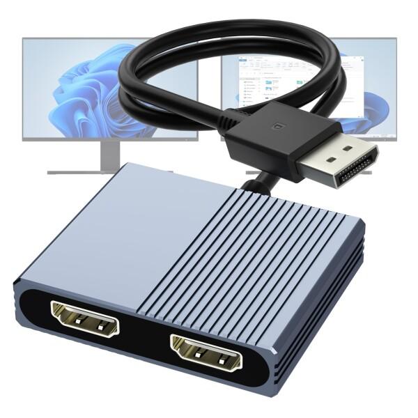 DisplayPort to デュアル HDMI 分配器 拡張モード対応DisplayPort HDMI 変換 ディスプレイポート ＨＤＭＩ拡張 1入力2出力 同時出力 Display Port 1.4 MST ハブ マルチディスプレイアダ...