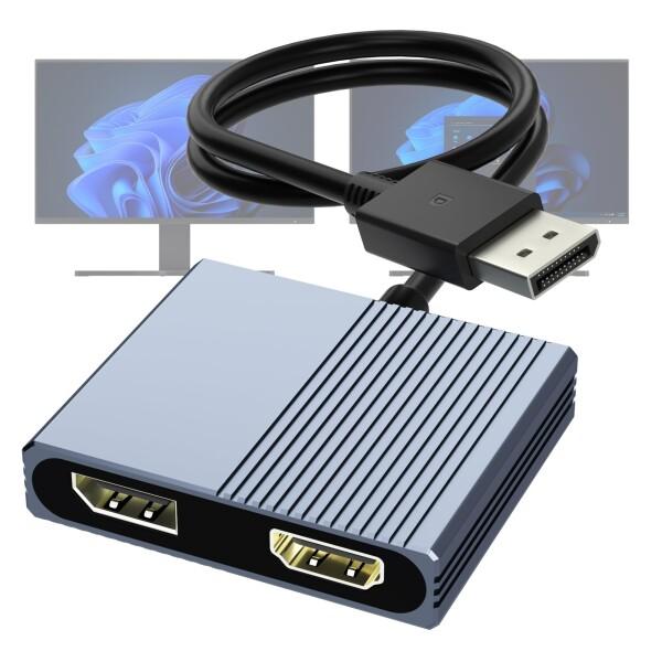 DisplayPort to HDMIとDisplayPort変換アダプタDP HDMI 変換 ディスプレイポート ＨＤＭＩ拡張 1入力2出力 同時出力 Display Port MST ハブ マルチディスプレイアダプタ 3画面 デュアルモ...