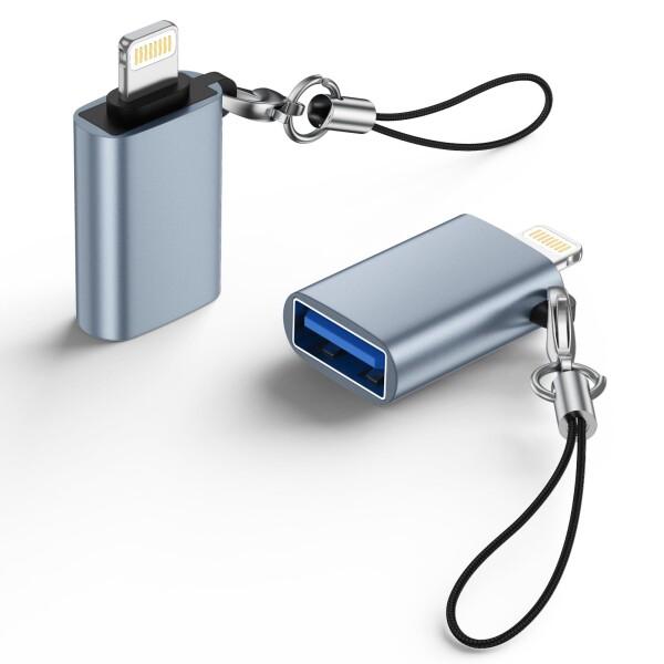 Haoano USB-A ライトニング交換アダプター 2枚入り 高速双方向データ転送 iPhone usb 交換 OTG機能対応 lightning-USB2.0 カメラアダプタ 設定不要 データ/写真/ビデオ/ファイル転送 iPhone1...