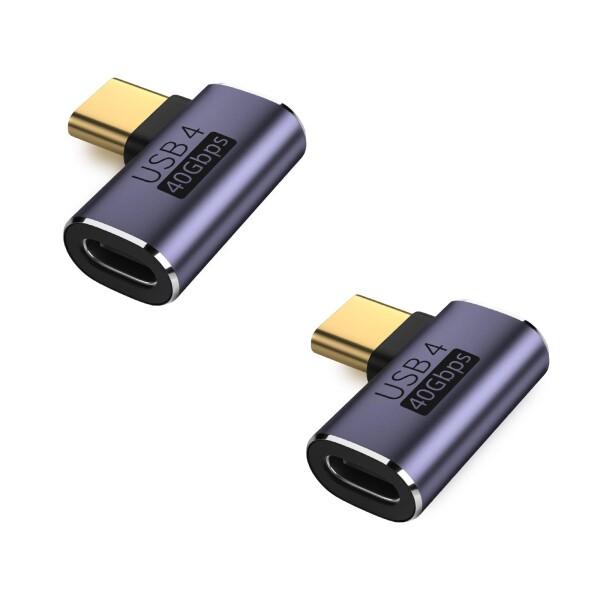 SZSL 90° 曲げ usb変換アダプター USB4.0 Type C 変換 アダプター 40Gbps高速転送 PD 100W/5A急速充電 8K@120Hz映像出力 USB C コネクター スリムデザイン Thunderbolt 3 /...