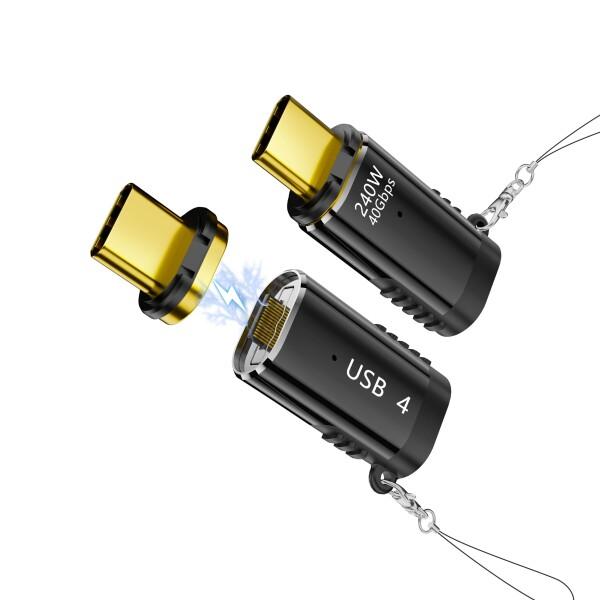C.WEST USB C マグネット アダプタ、40Gbps USB4高速データ転送、240W PD急速充電、4K 120Hz / 8K 60Hz HD映像信号伝送、USB4.0 Type-C マグネット、USB-Cデバイス対応 (240W...