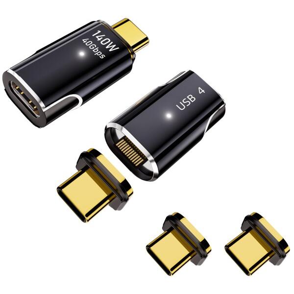 C.WEST USB C マグネット 変換 アダプタ I字型 Type C 変換 アダプタ C to C アダプタ オス メス 変換 Thunderbolt 3 MacBook Pro/Airやその他Type-Cデバイスに対応 (140Wア...